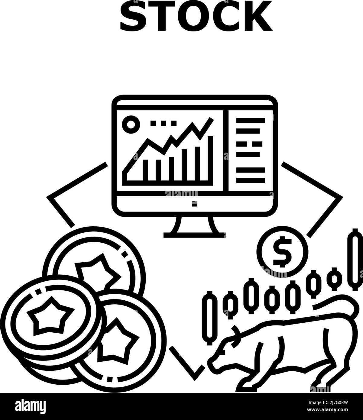 Stock Market Vector Concept Black Illustration Stock Vector Image & Art ...