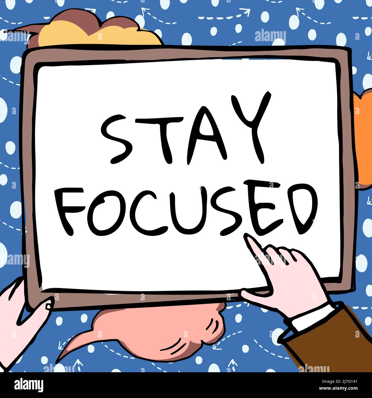 Text sign showing Stay Focused. Concept meaning Be attentive Concentrate Prioritize the task ...