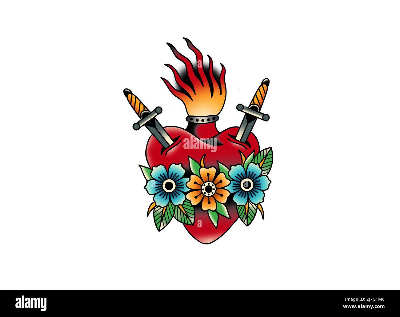 Traditional Sacred Heart Tattoo Flash