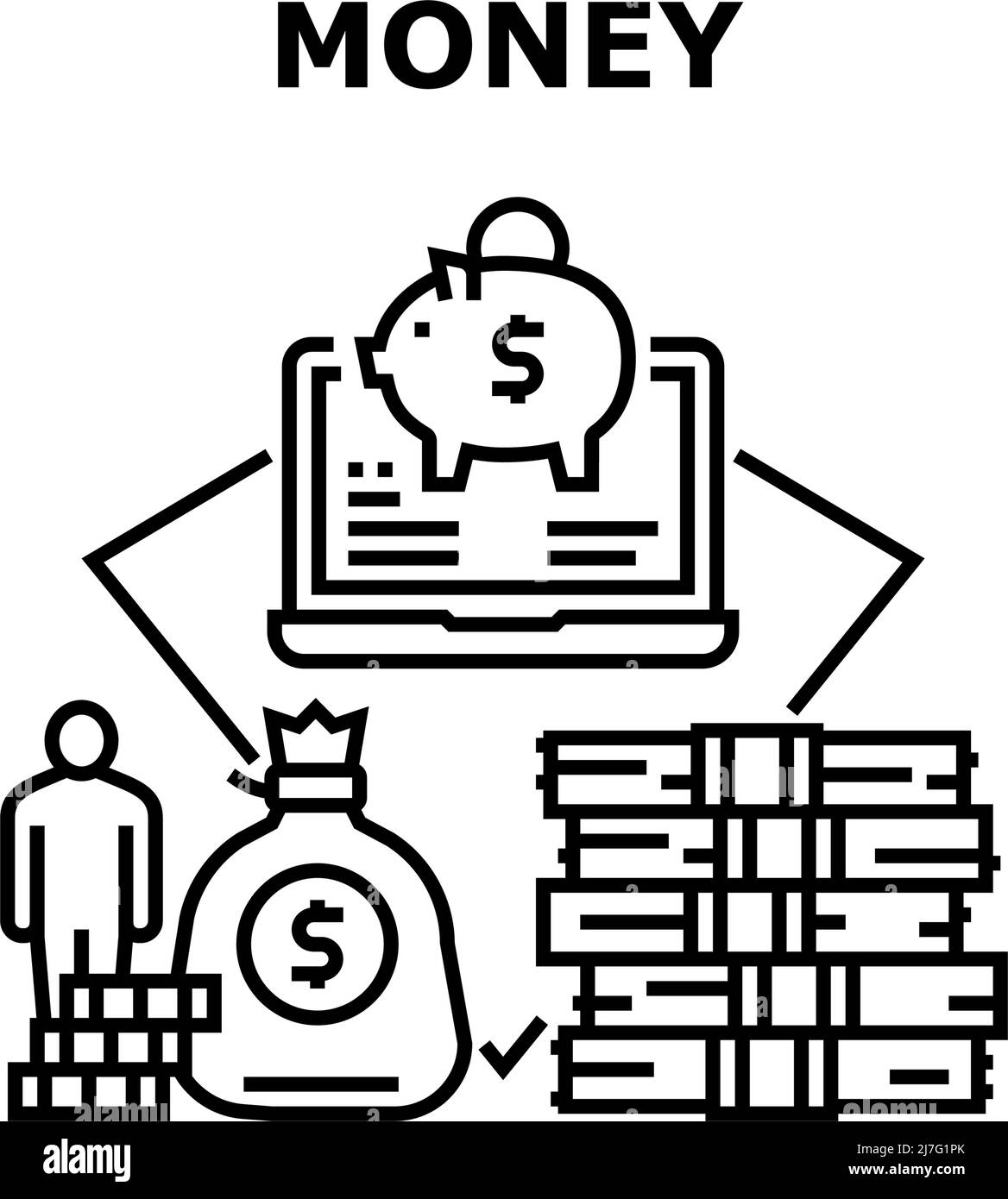 Money Wealth Vector Concept Black Illustration Stock Vector Image & Art ...