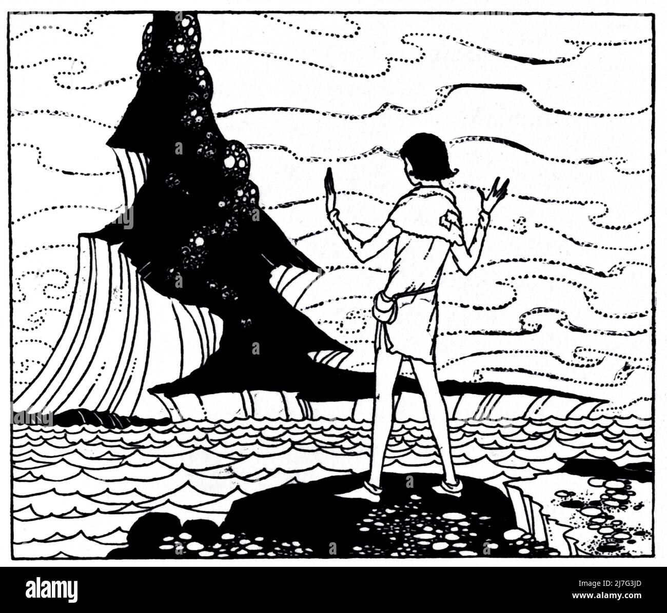 A large and deep river ran at the foot of the mountain from the story ...