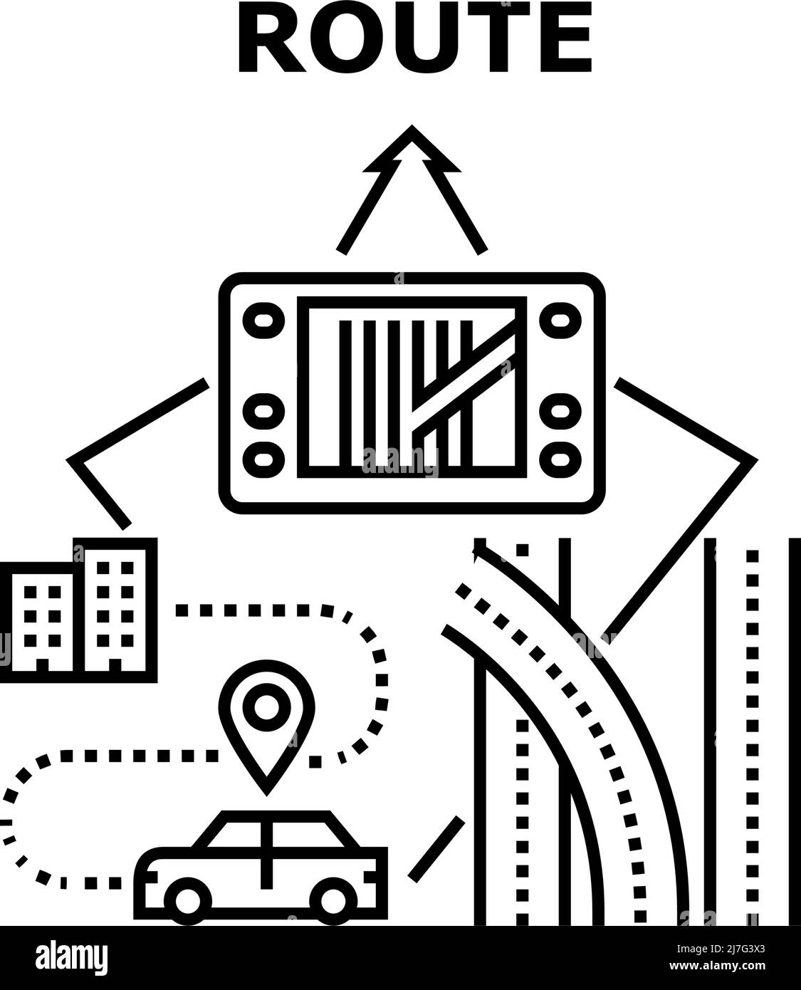 Route Guiding Vector Concept Black Illustration Stock Vector Image ...