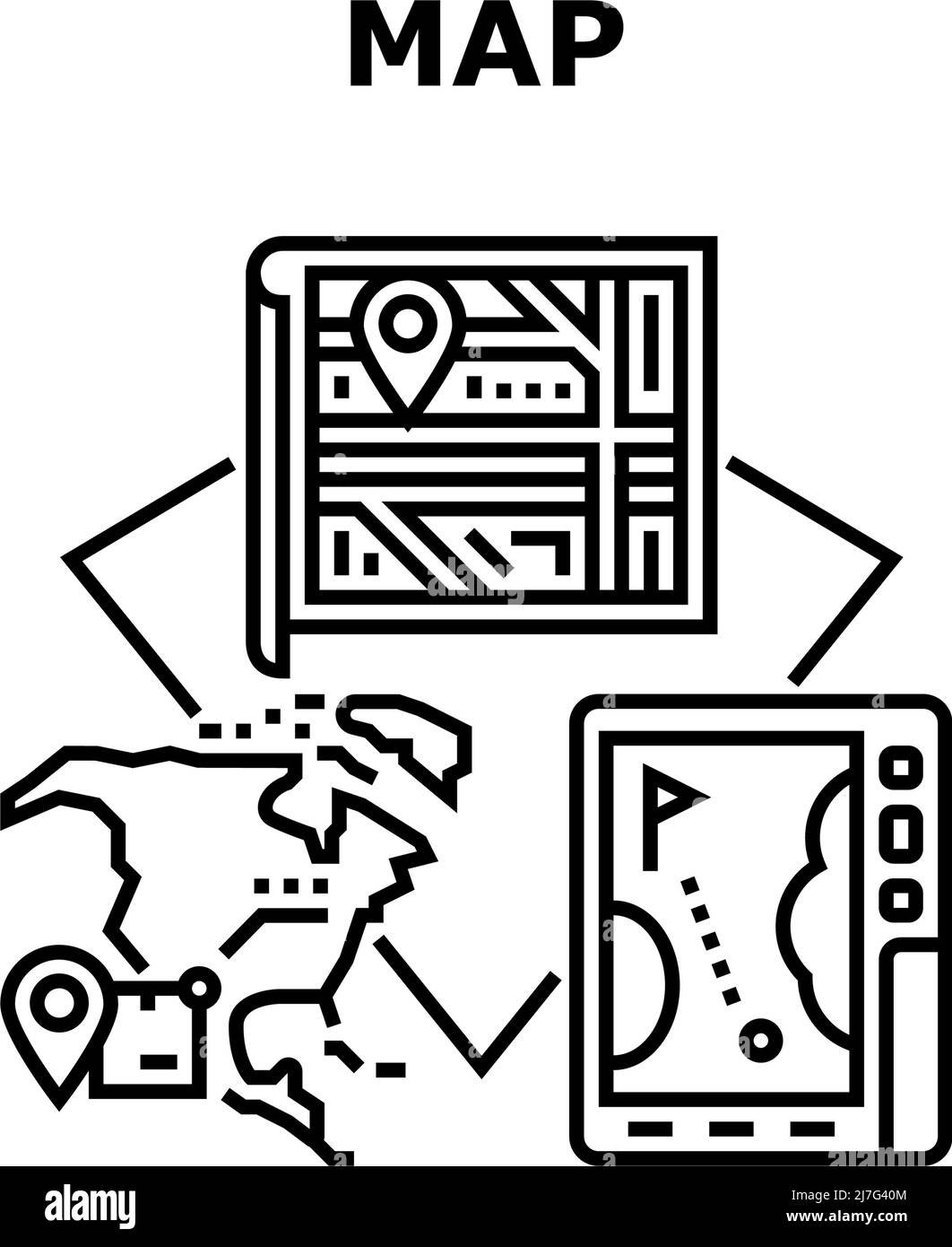 Map Navigation Vector Concept Black Illustration Stock Vector Image ...