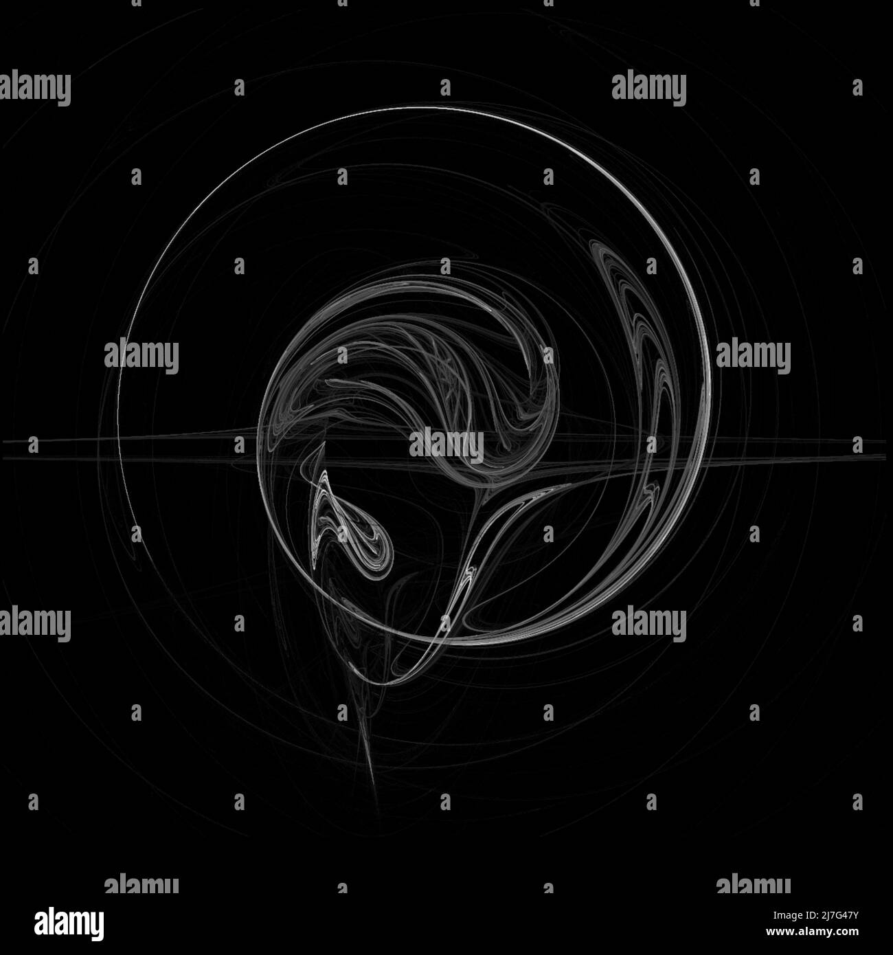 abstract linear white graphic element on black background, design ...