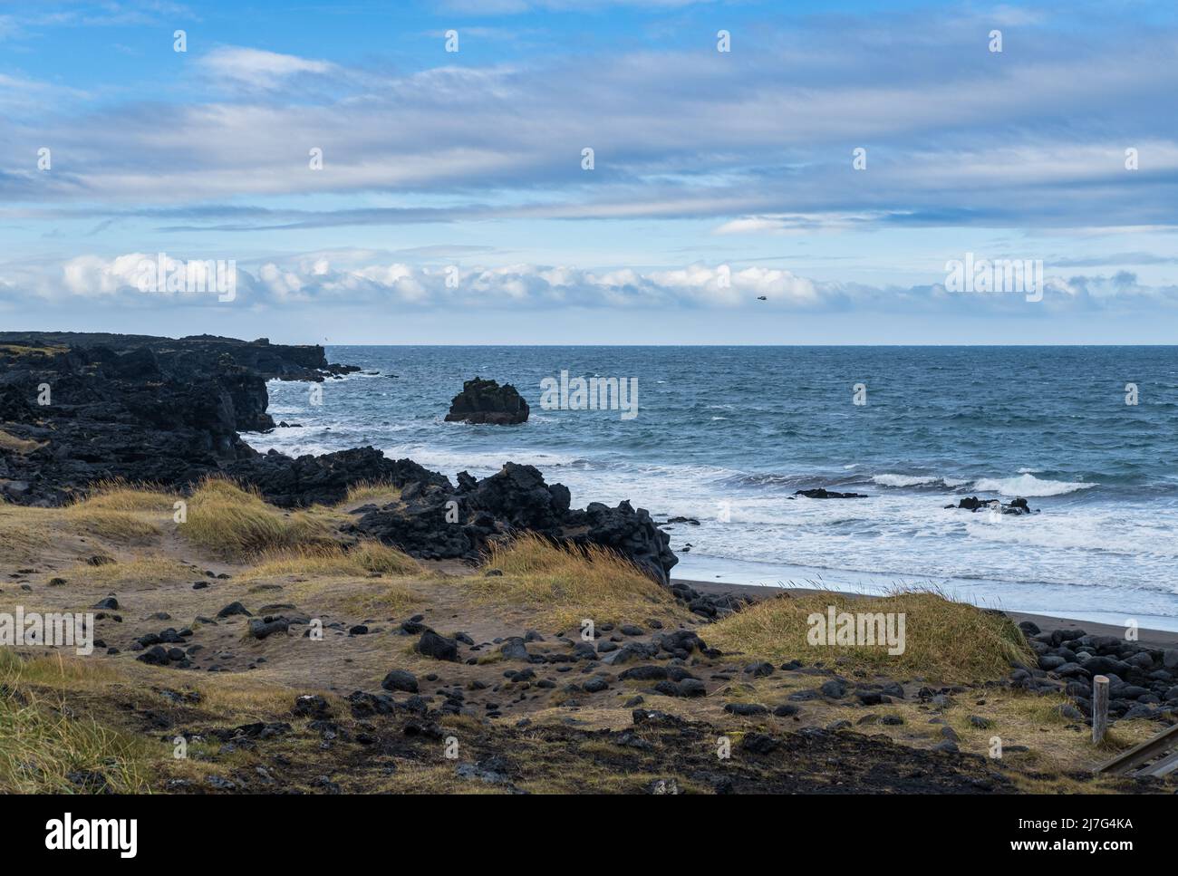 View during auto trip in West Iceland, Snaefellsnes peninsula ...