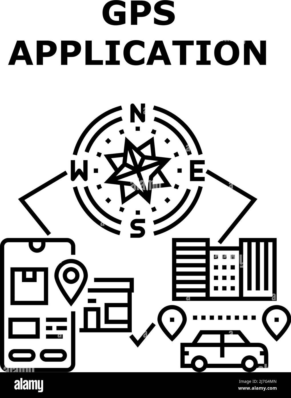 Gps Application Vector Concept Black Illustration Stock Vector Image ...
