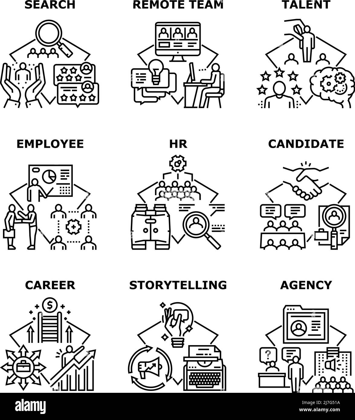 Agency Business Set Icons Vector Illustrations Stock Vector Image & Art ...