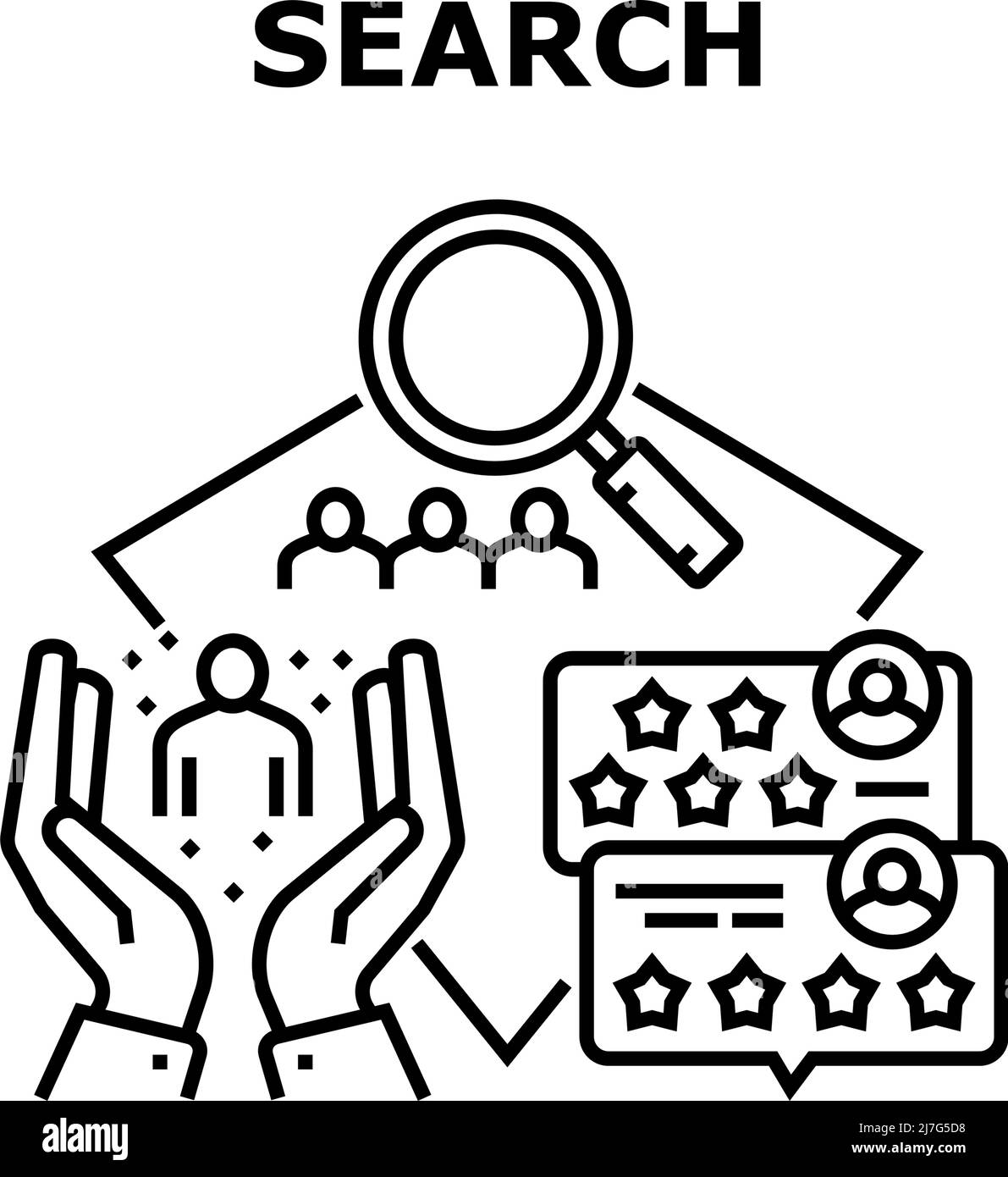 Search Employee Vector Concept Black Illustration Stock Vector Image ...