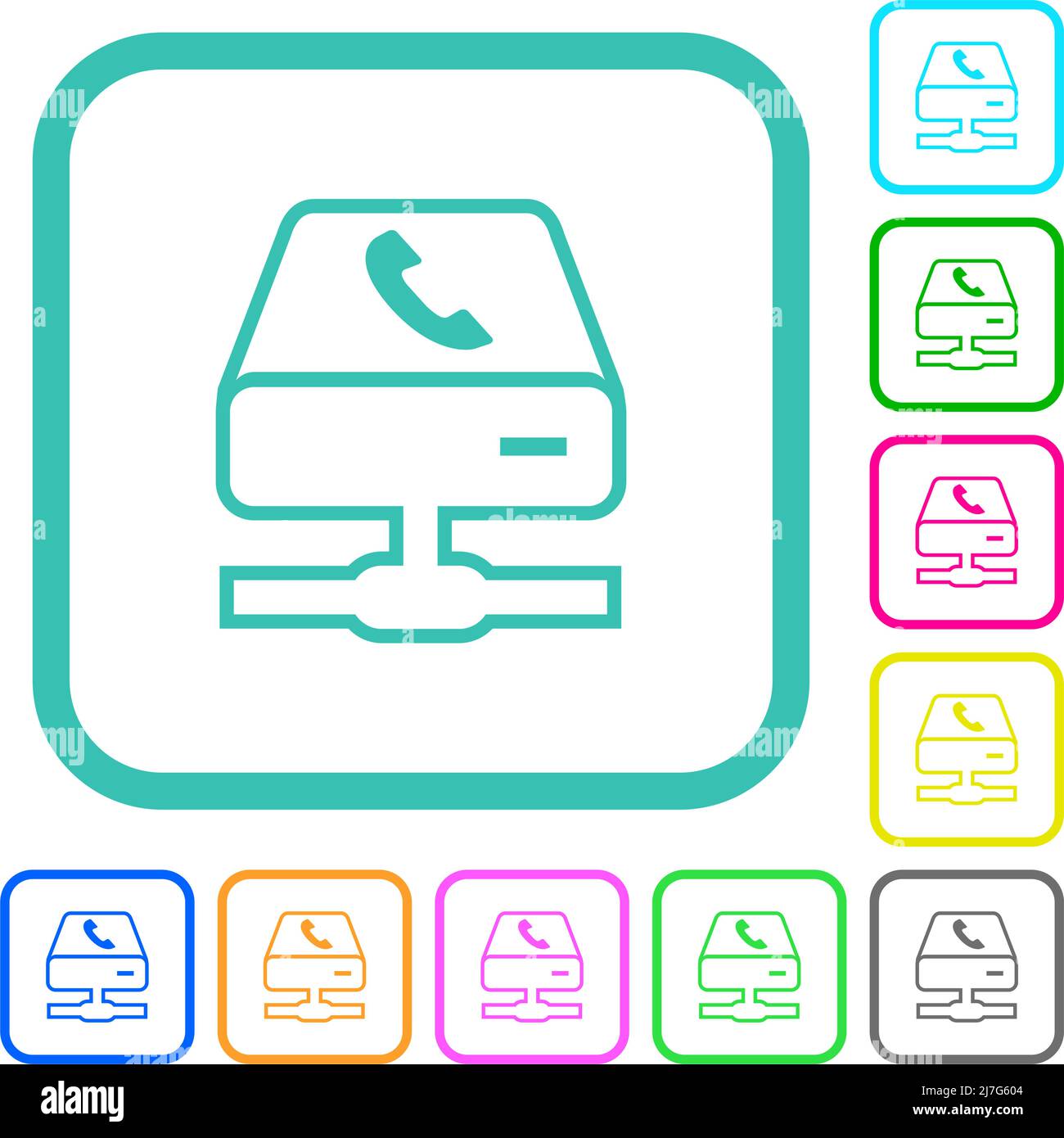 VoIP services outline vivid colored flat icons in curved borders on ...