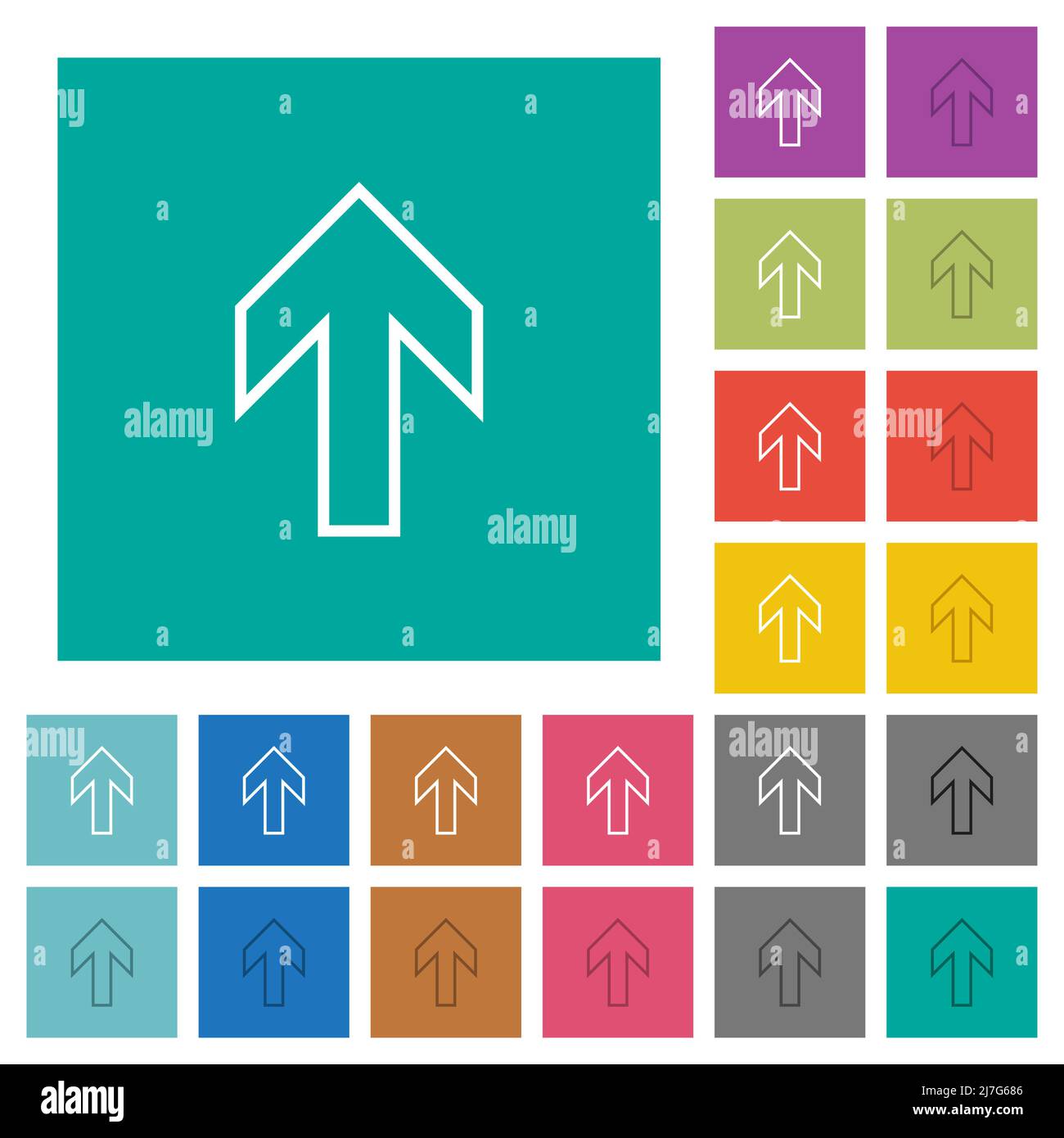 Up arrow outline multi colored flat icons on plain square backgrounds ...