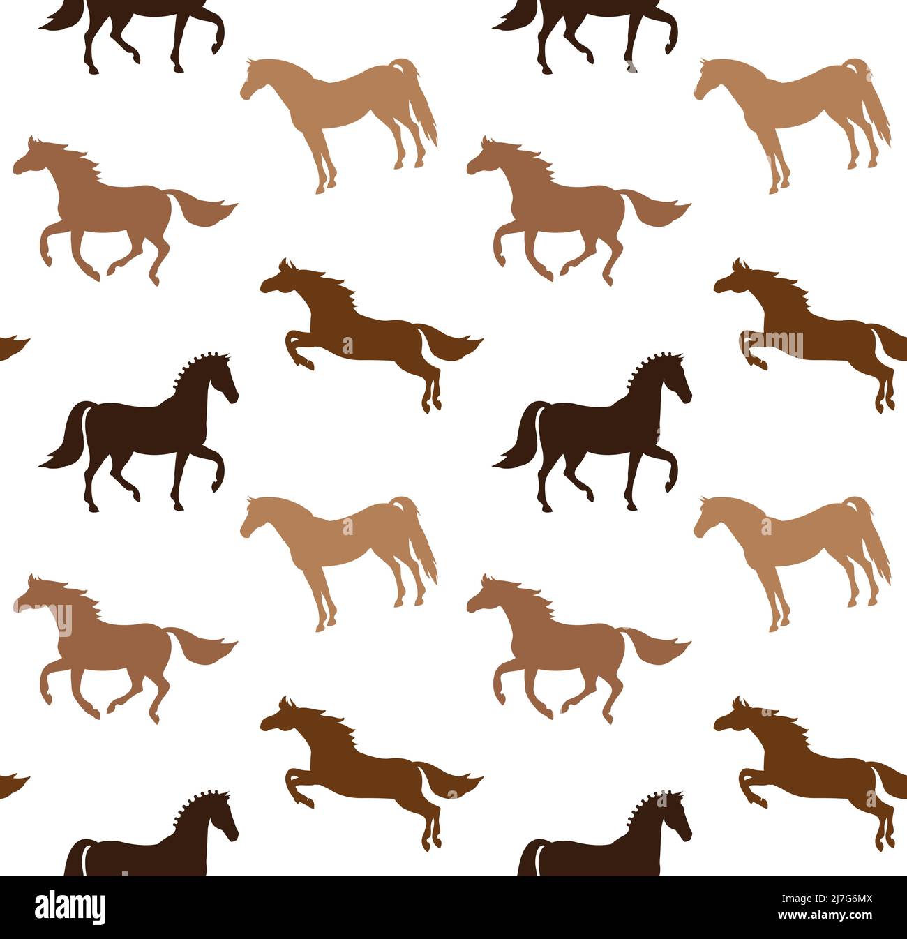 Vector seamless pattern of horse silhouette isolated on white ...