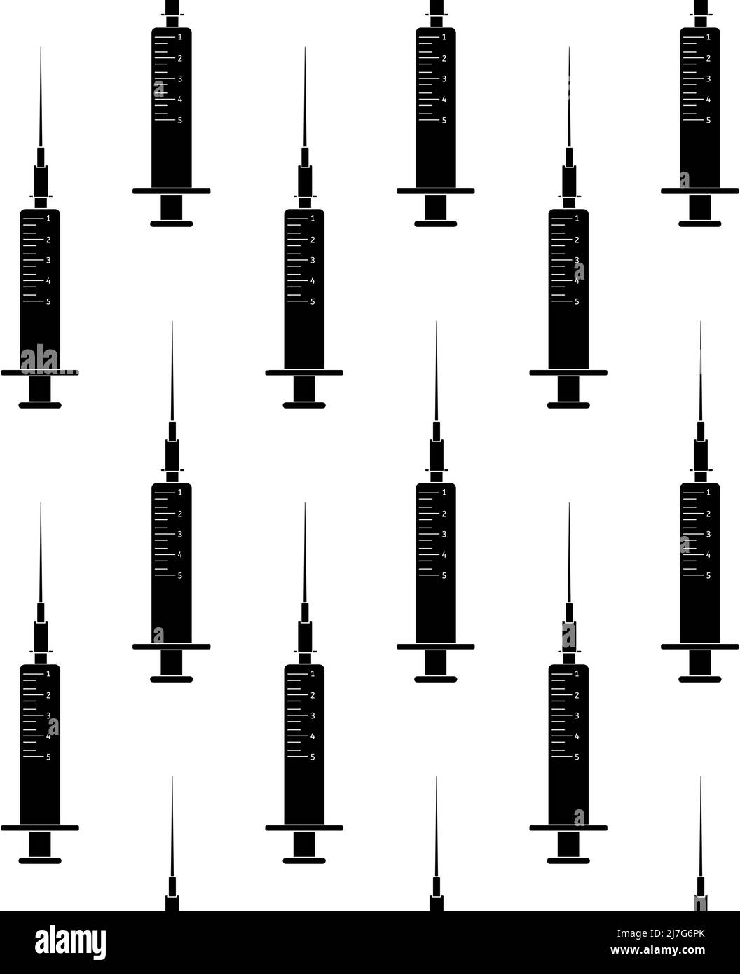 Vector seamless pattern of flat black syringe isolated on white ...