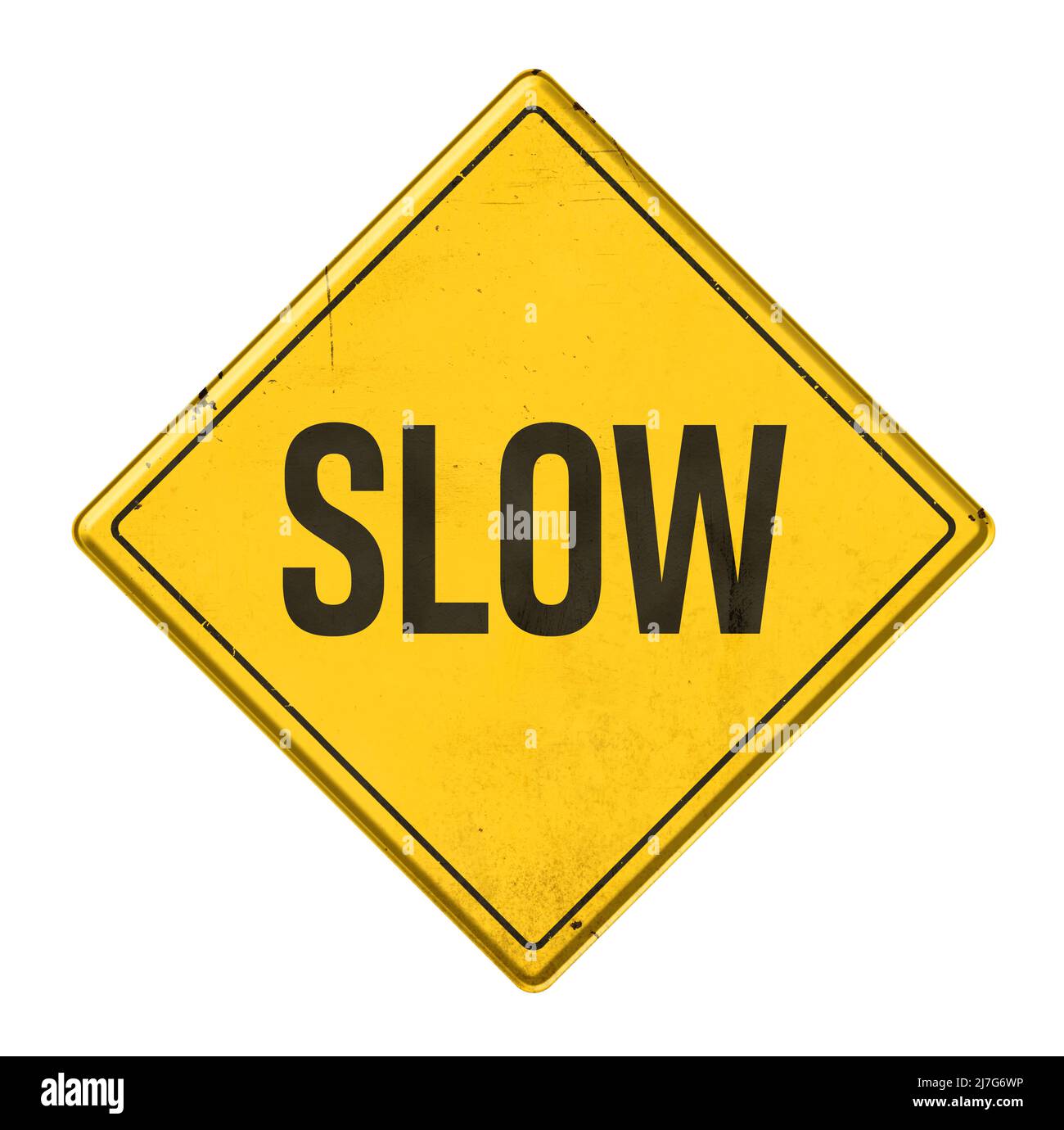 Yellow sign on a white background - Slow Stock Photo - Alamy