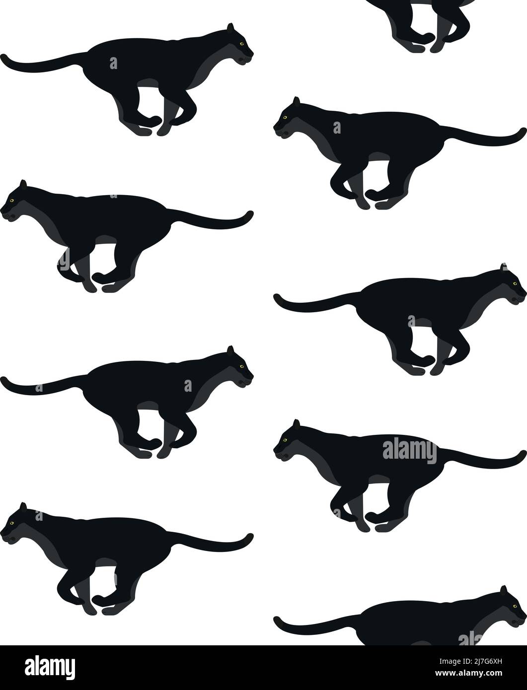 Vector seamless pattern of flat running panther isolated on white ...