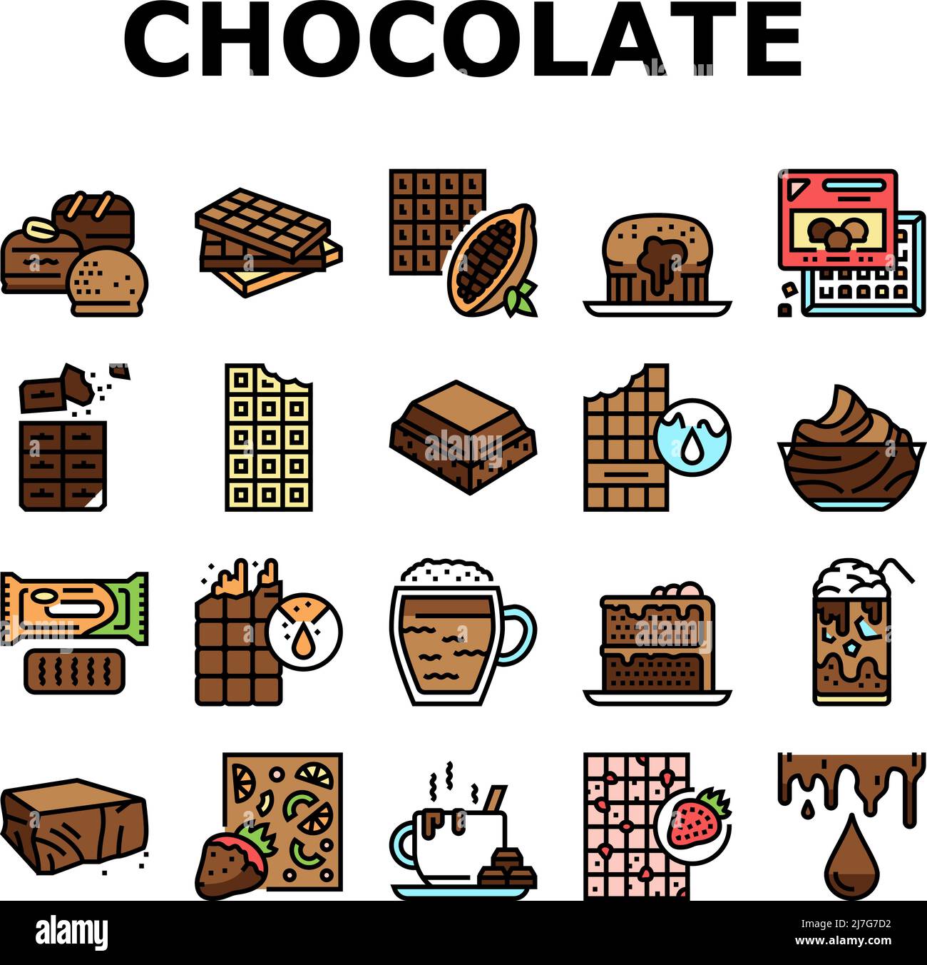 Chocolate Sweet Dessert And Drink Icons Set Vector Stock Vector Image & Art - Alamy