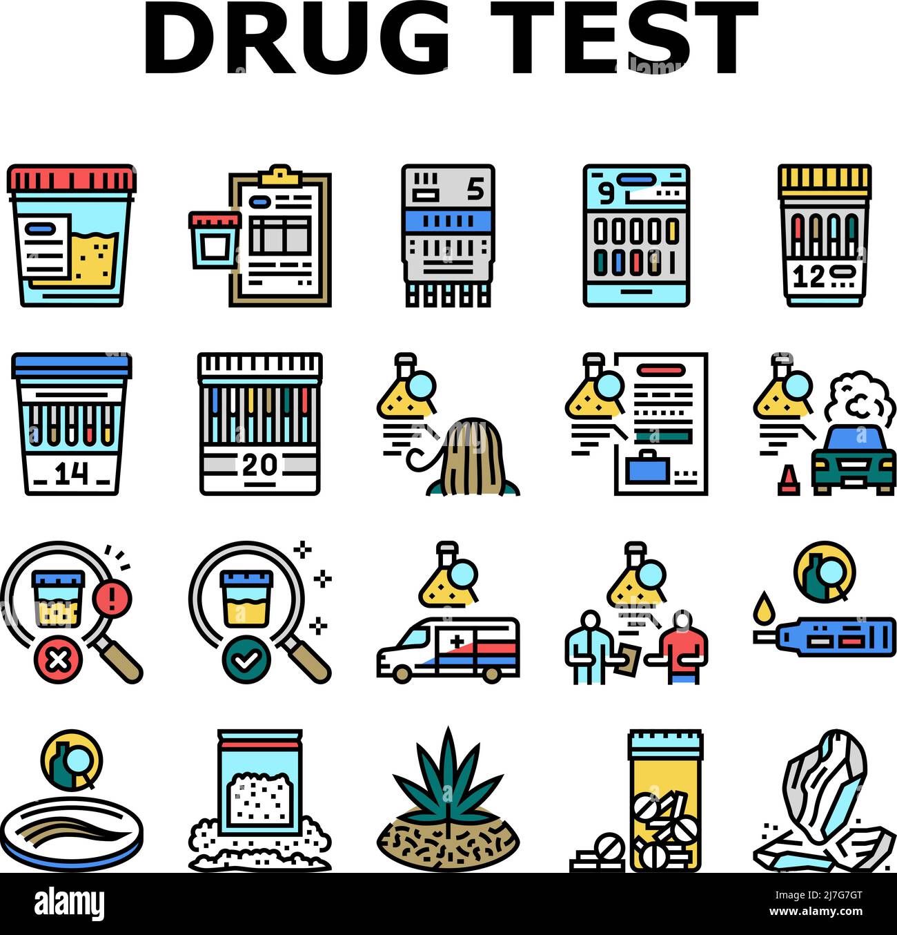 Drug Test Examination Device Icons Set Vector Stock Vector Image & Art ...