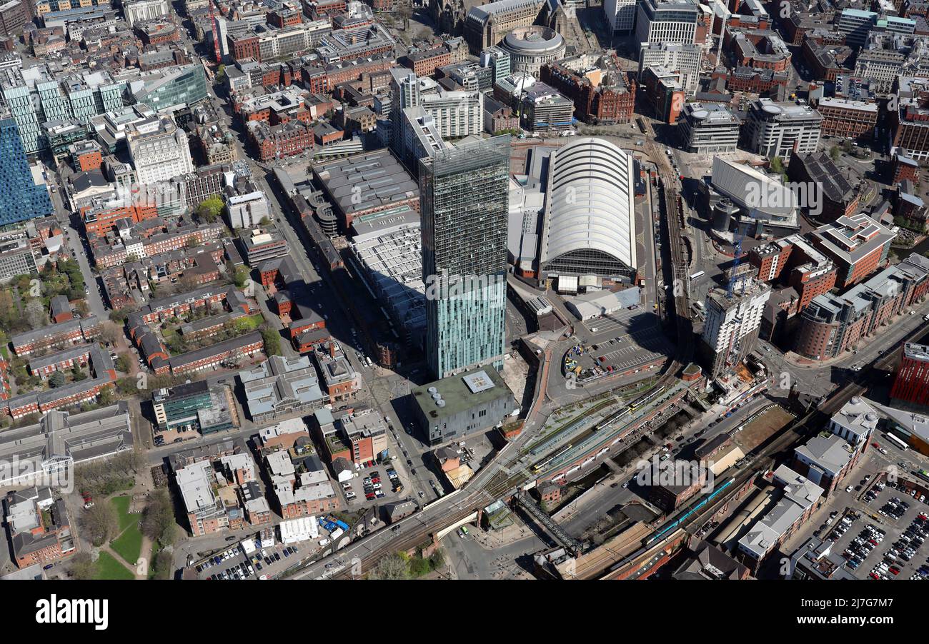 aerial view of Manchester with Beetham Tower & Manchester Central ...