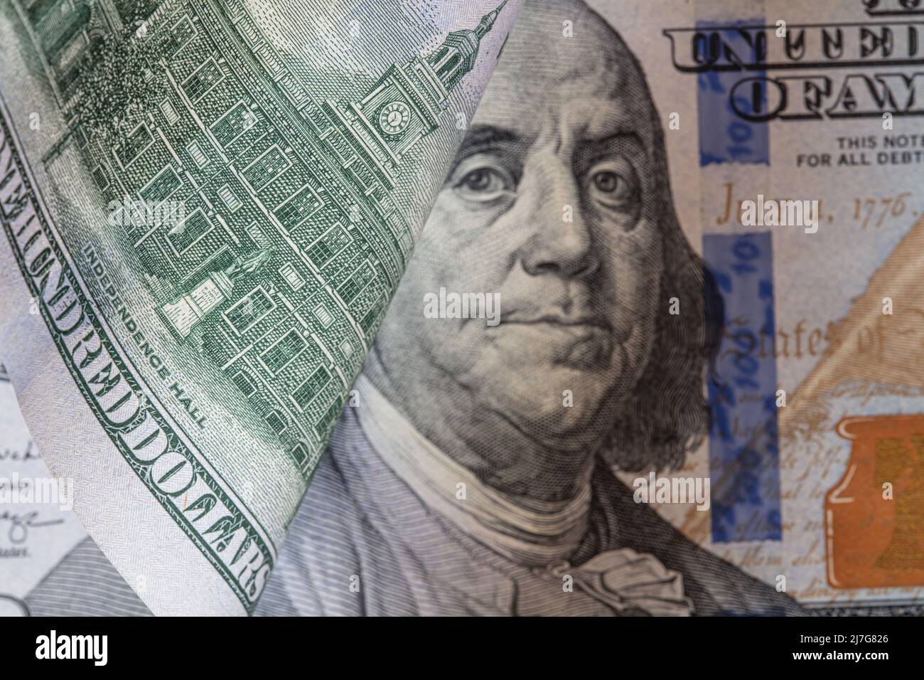 fragment of new 100 dollar banknote for design purpose Stock Photo - Alamy