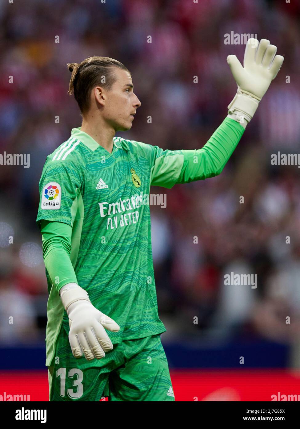Madrid, Spain, May 08, 2022, Andriy Lunin of Real Madrid during the La ...