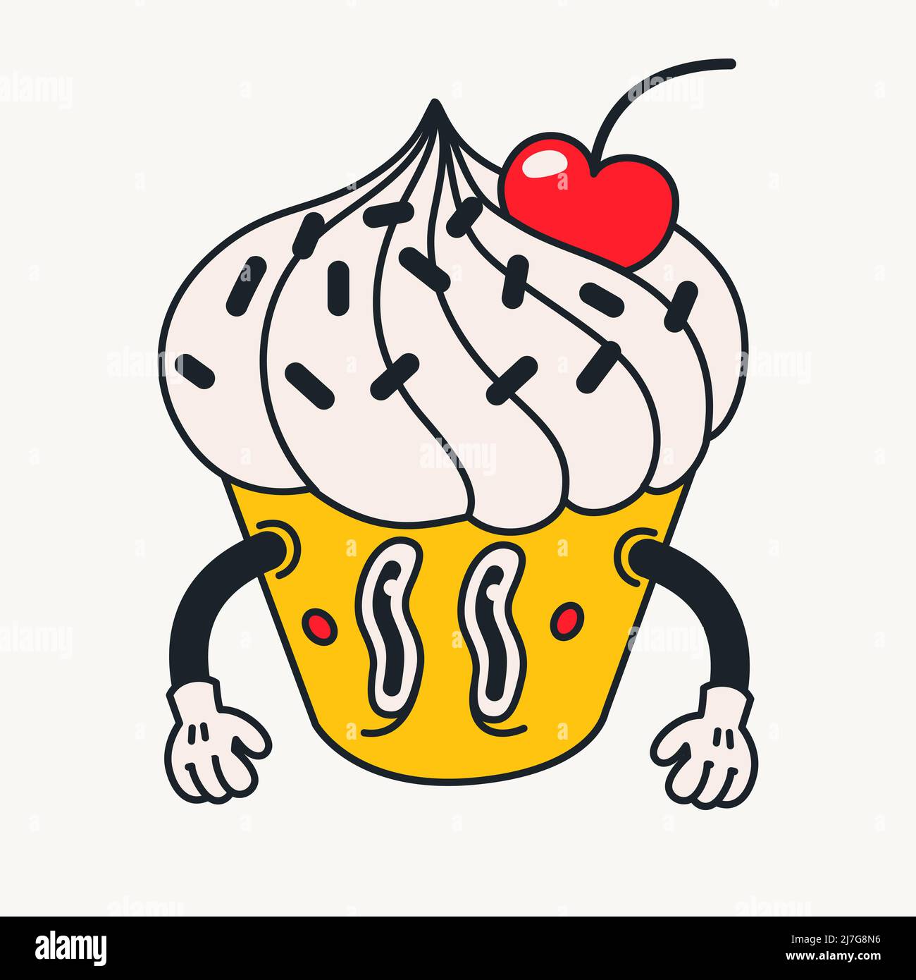 Cartoon vector funny cute Comic characters, cupcake Stock Vector Image ...