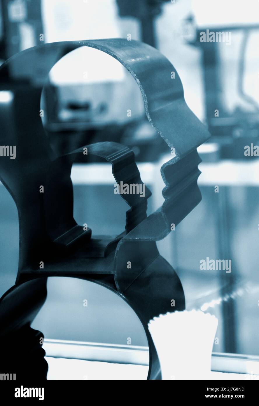 Abstract 3D printed model. Objects printed on 3D printer from plastic ...