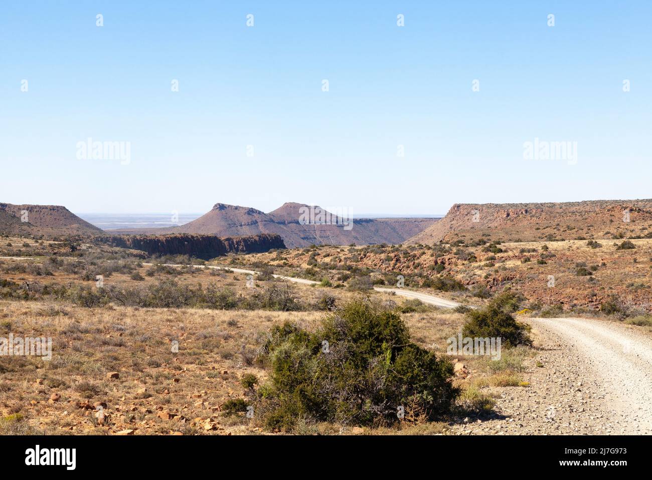 Karoo mountain landscape in the Karoo National Park, near Beaufort, West, Western Cape, South ...