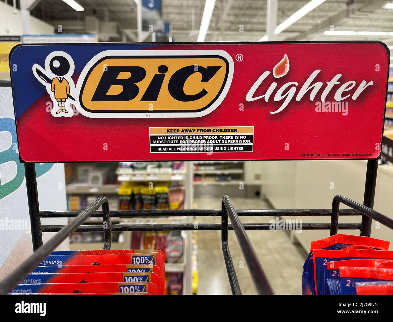 Augusta, Ga USA - 04 27 22: Bic lighter display in a retail store Stock ...