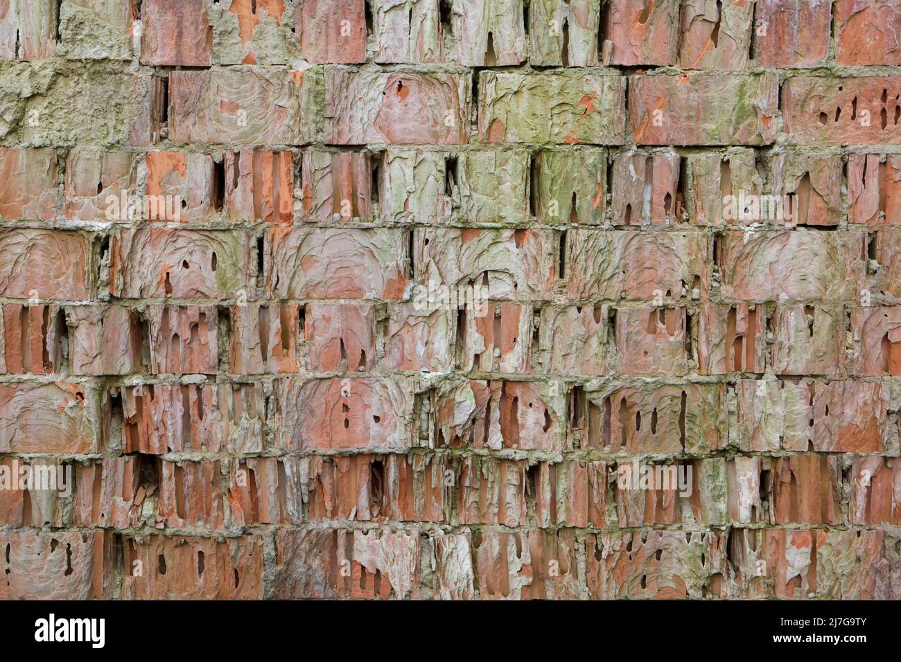 Badly damaged brick wall. Background texture Stock Photo - Alamy