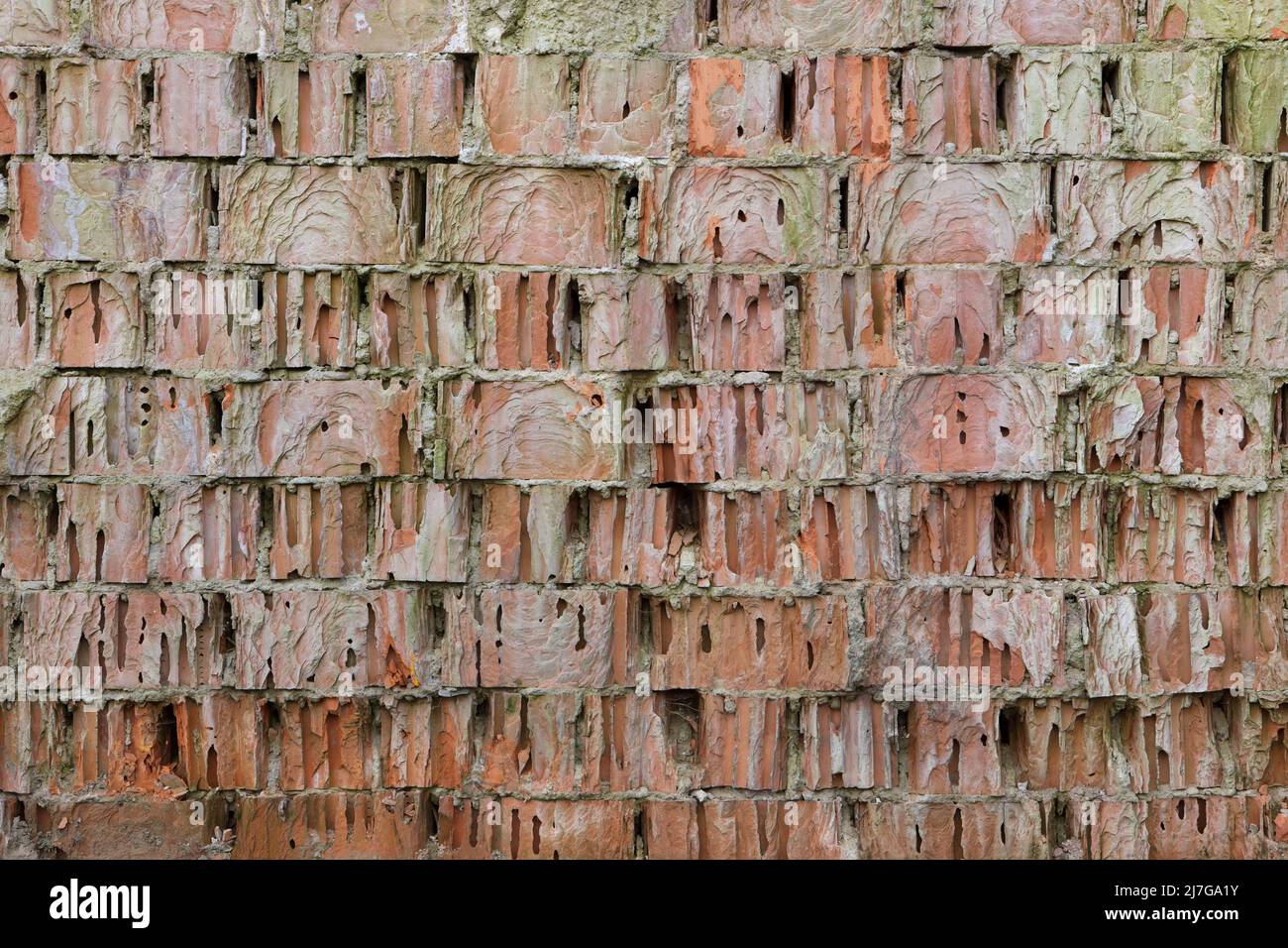 Badly damaged brick wall. Background texture Stock Photo - Alamy