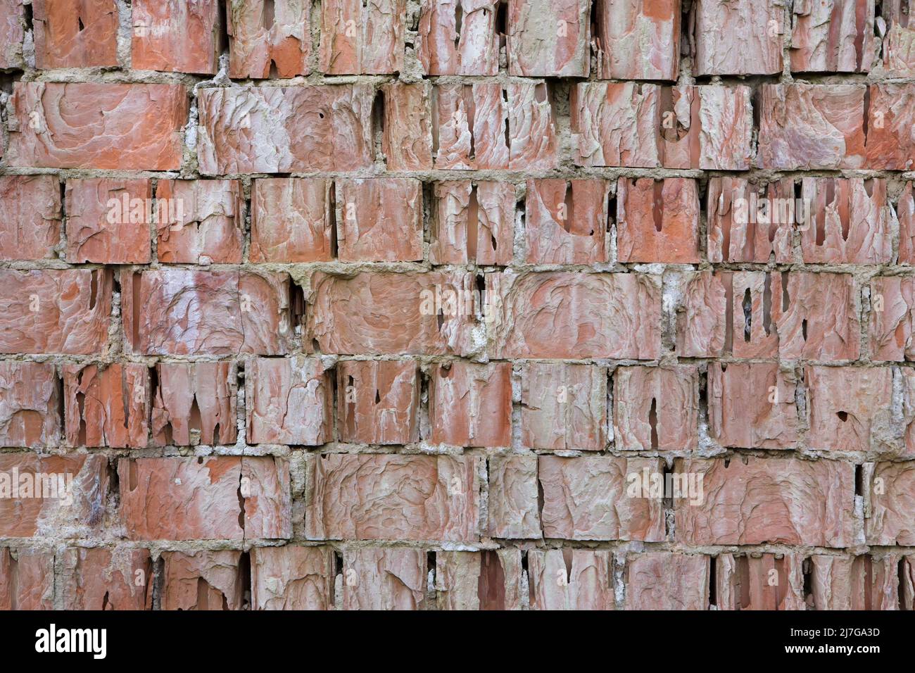 Badly damaged brick wall. Background texture Stock Photo - Alamy