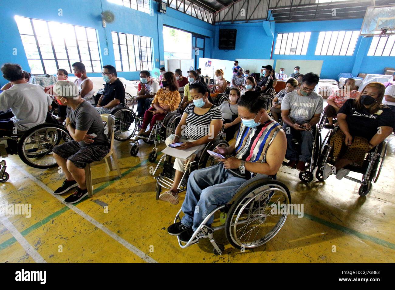 Philippines 9th May 2022 Person With Disability PWD Voters Queuing Inside An Activity philippines-9th-may-2022-person-with-disability-pwd-voters-queuing-inside-an-activity