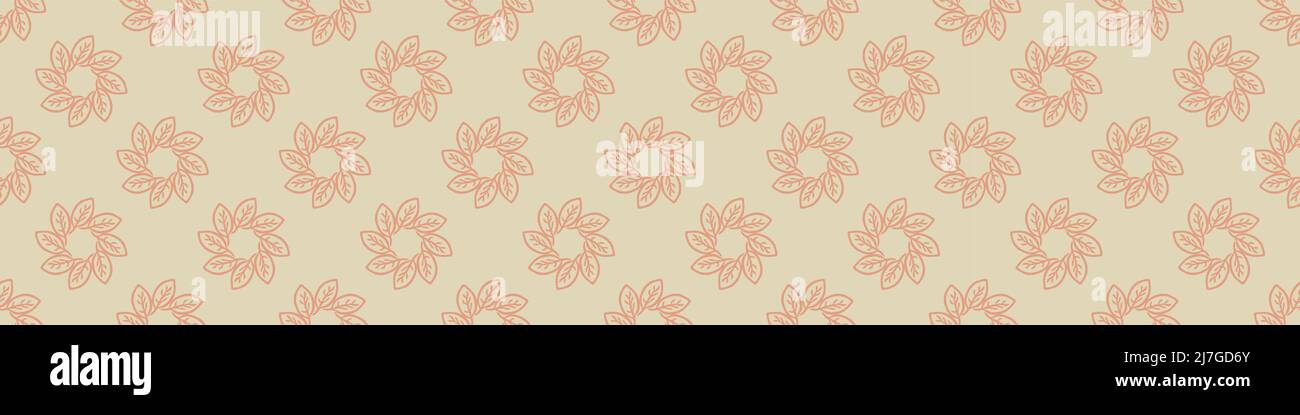 Gender neutral foliage seamless vector border. Simple whimsical 2 tone ...