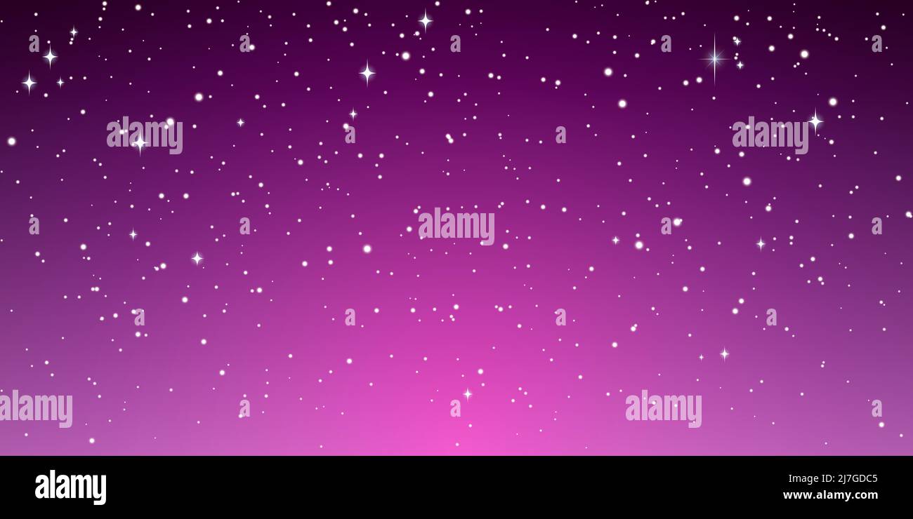pink beautiful peaceful night starry sky illustration banner Stock ...