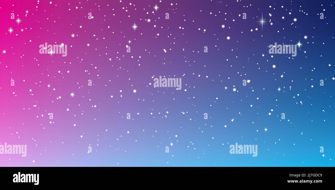 pink beautiful peaceful night starry sky illustration banner Stock ...