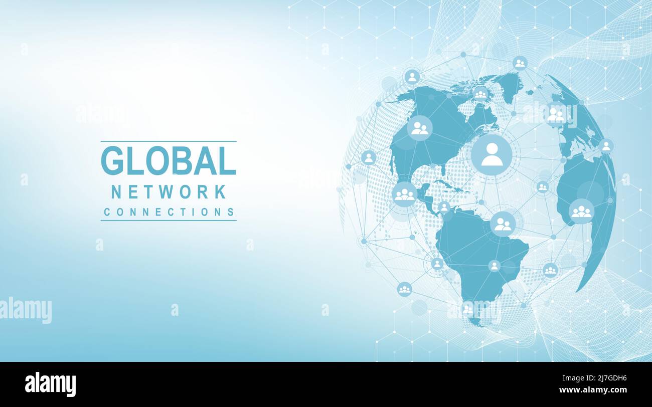 Global network connection concept. Big data visualization. Social ...