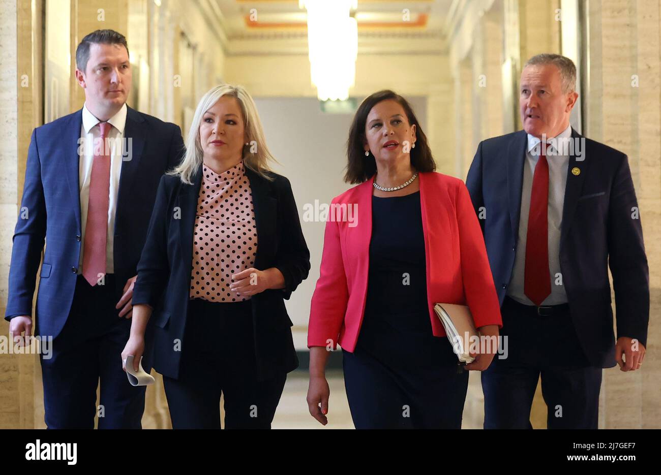 (left to right) John Finucane, Michelle O'Neill, Mary Lou McDonald and ...