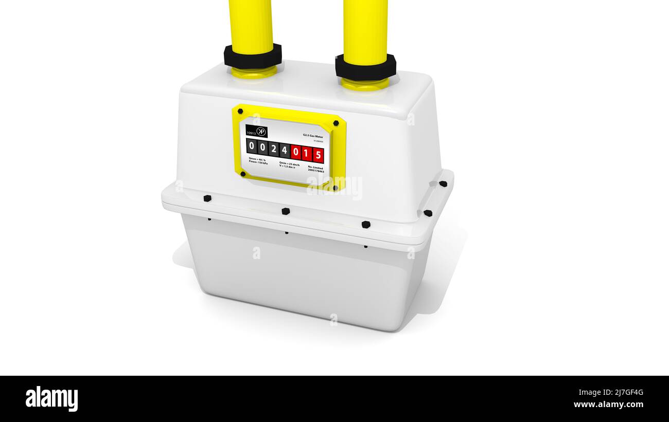 white gas meter with yellow tubes Stock Photo - Alamy