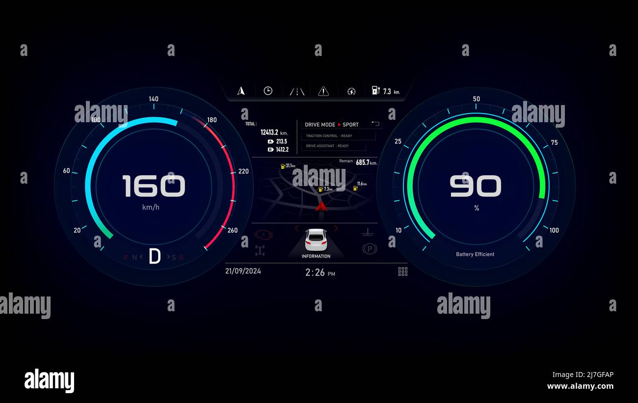 EV Car panel, Electric vehicle car dashboard design element elegant and ...