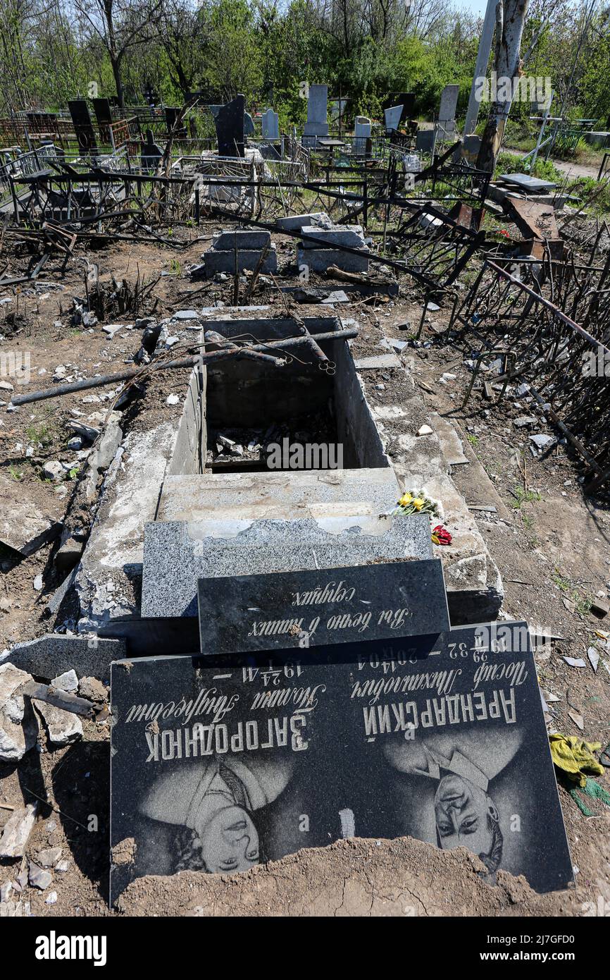 Odessa, Ukraine. 06th May, 2022. Parts of tombstones, a destroyed ...