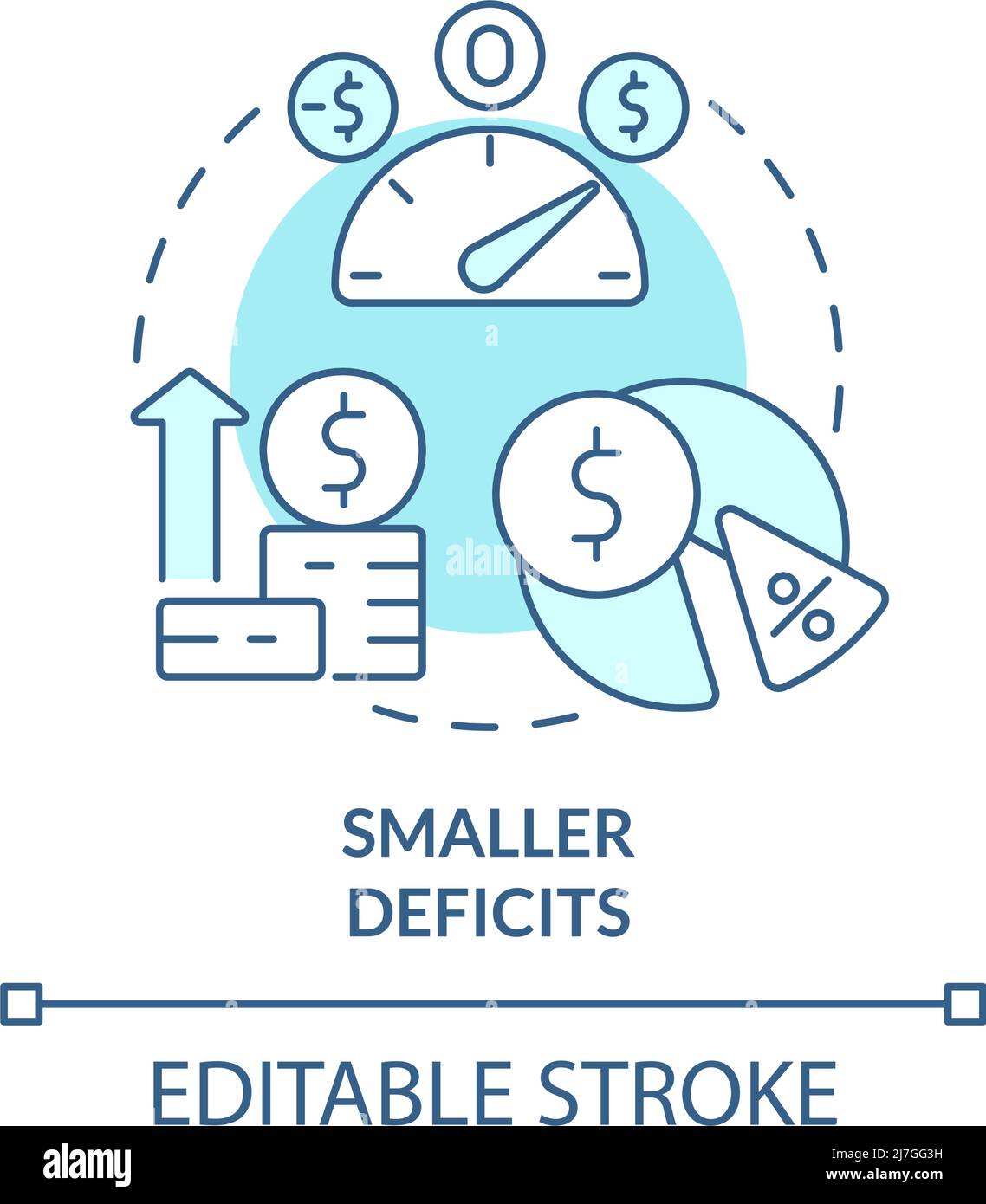 Smaller deficits turquoise concept icon Stock Vector Image & Art - Alamy