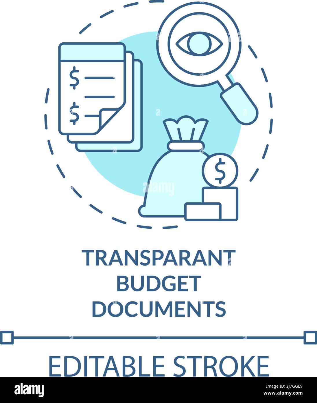 Transparent budget documents turquoise concept icon Stock Vector Image ...