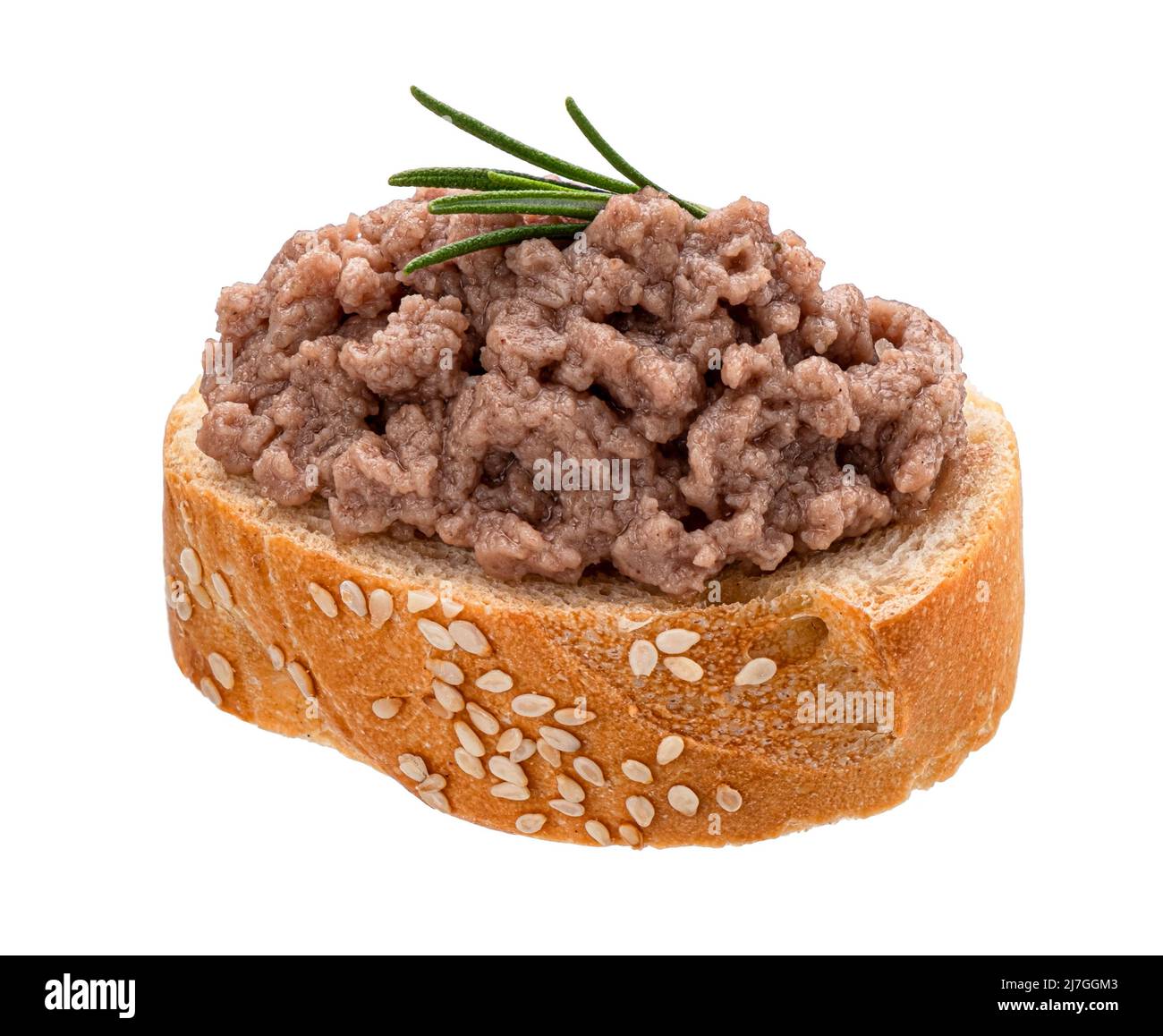 Bread slice with liver pate isolated on white background Stock Photo ...