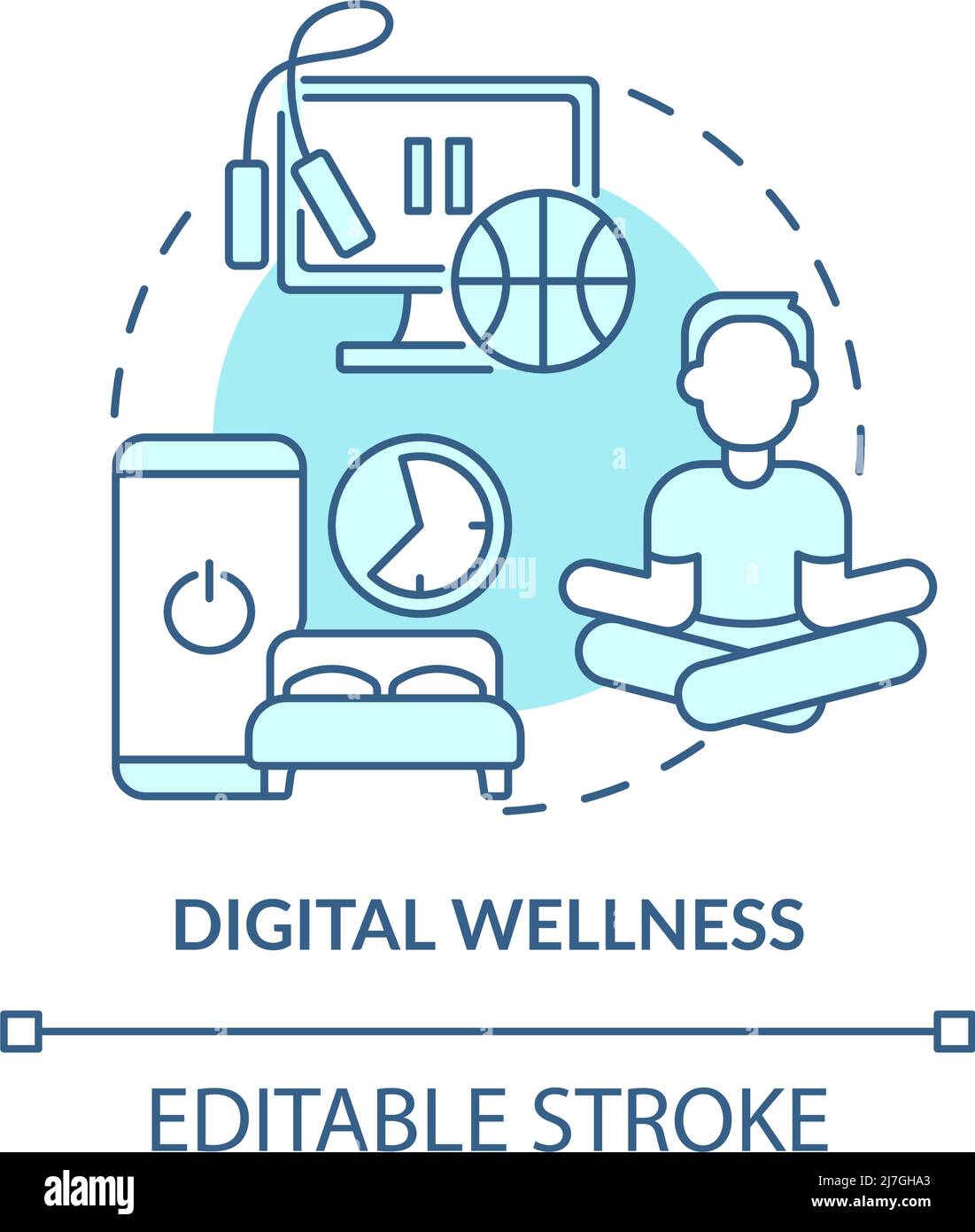 Digital wellness turquoise concept icon Stock Vector Image & Art - Alamy