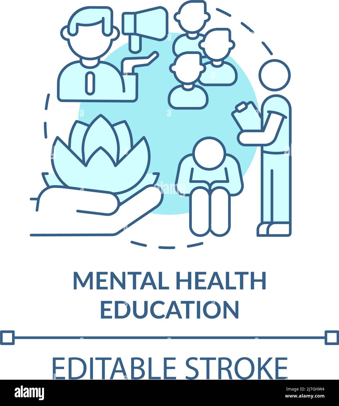 Mental health education turquoise concept icon Stock Vector Image & Art ...
