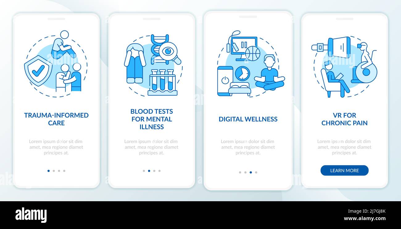 Mental Health Trends Blue Onboarding Mobile App Screen Stock Vector Image And Art Alamy