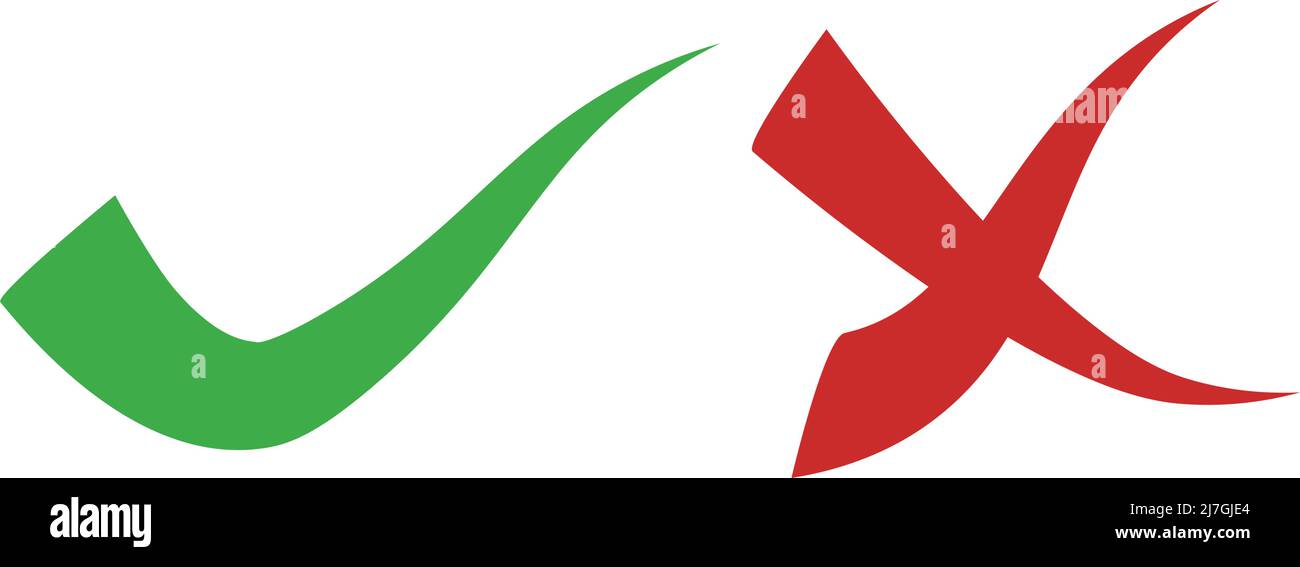 Check mark and cross mark icon set. Correct and incorrect answers. Editable vector Stock Vector ...