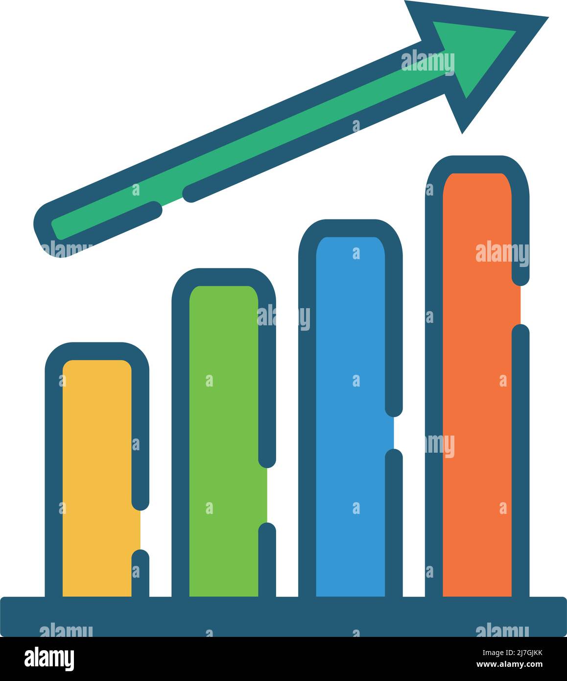 Modern bar charts and rising arrows. Graph showing business and investment. Editable vector ...