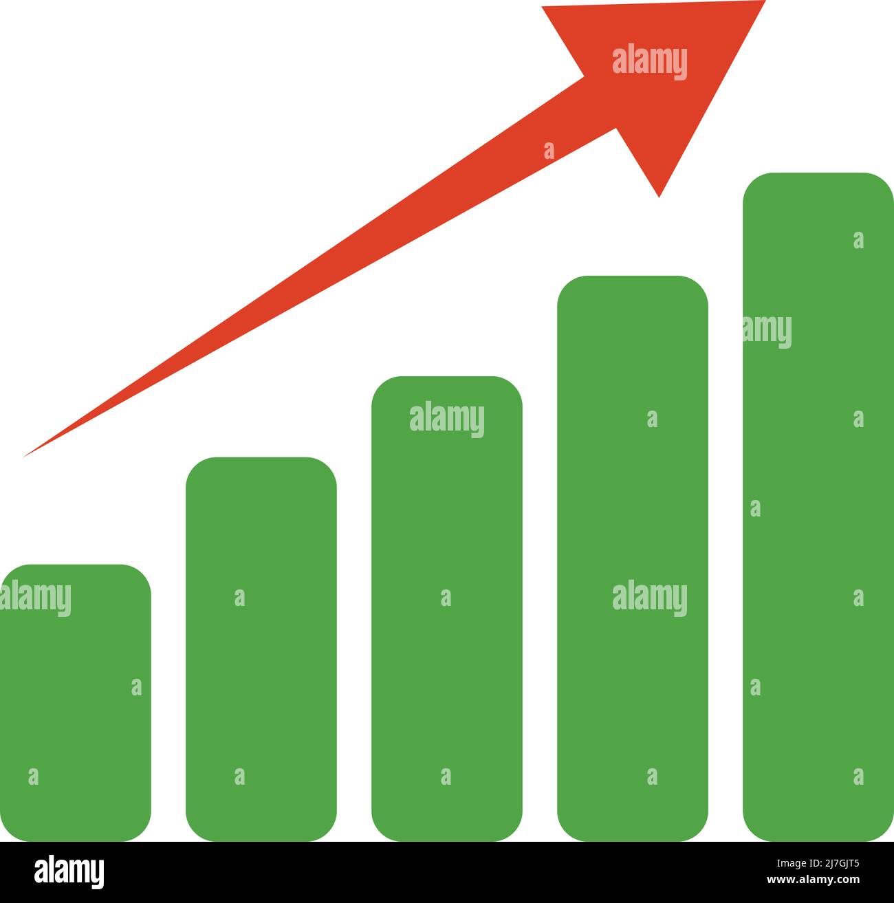 Green bar graph and rising red arrow. Business and finance data ...