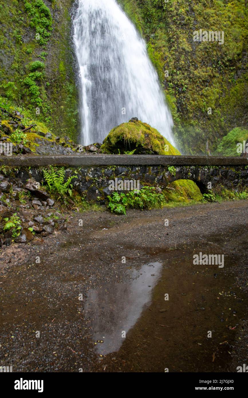Wahkeena Falls is a tiered waterfall in the Columbia River Gorge in the ...