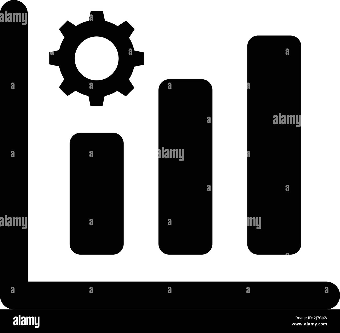 Bar graph and gear silhouette icon. Editable vector Stock Vector Image ...